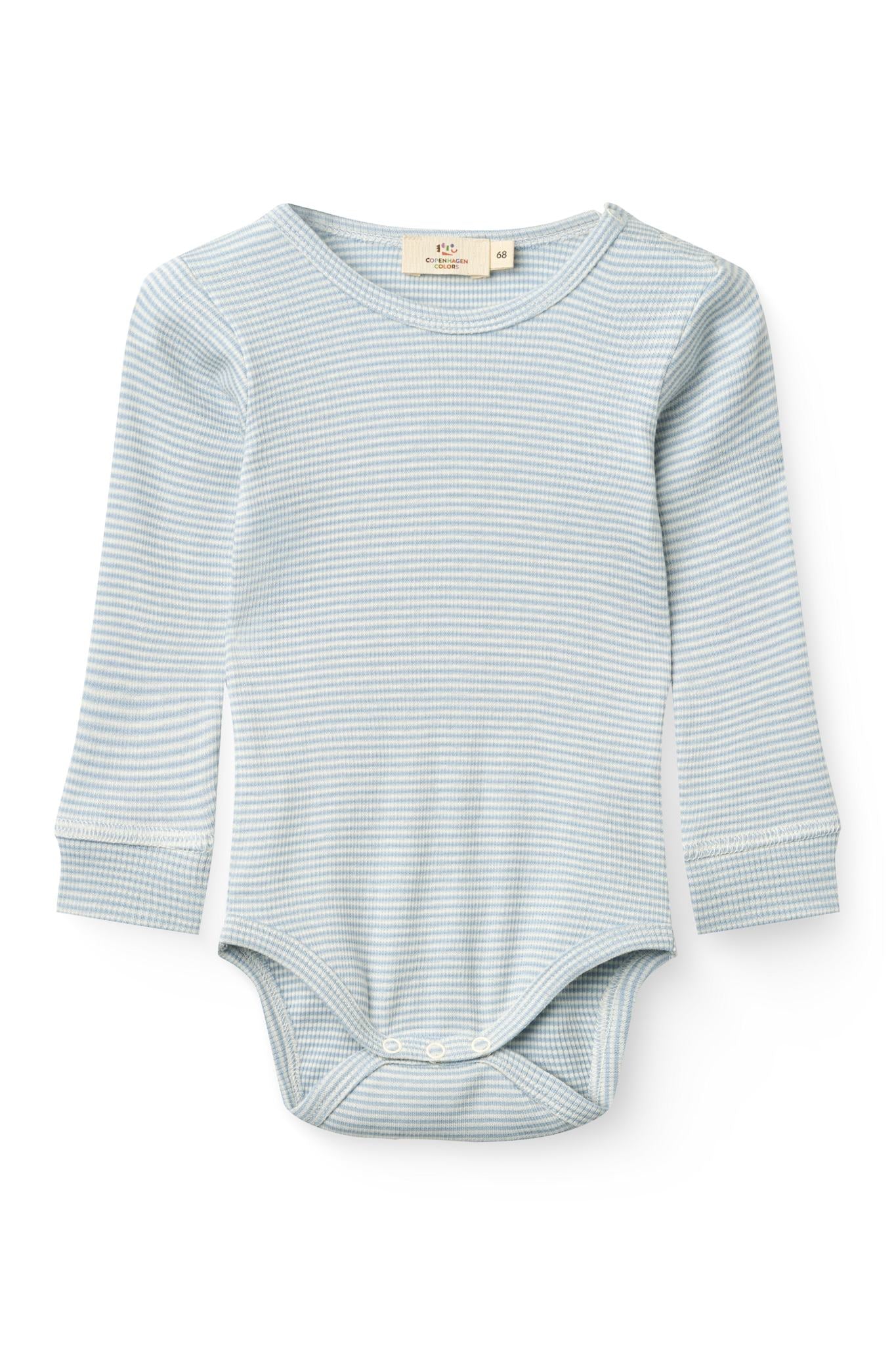 MODAL RIB LS BODY - DUSTY BLUE/CREAM STRIPE – COPENHAGEN COLORS COM